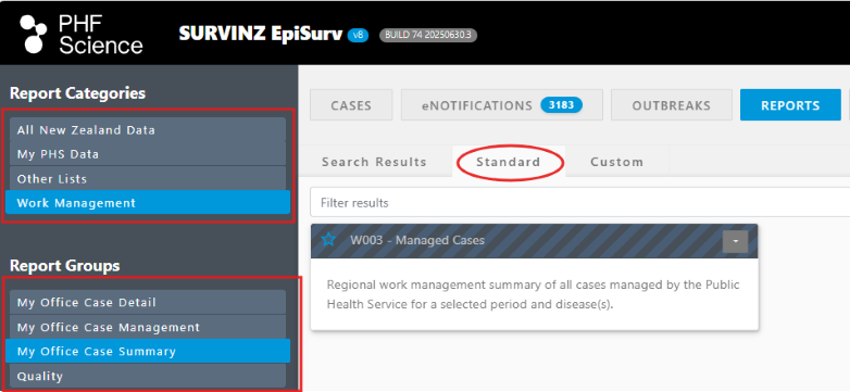 Searching for reports
